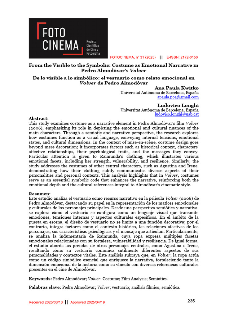 From The Visible To The Symbolic: Costume As Emotional Narrative in ...