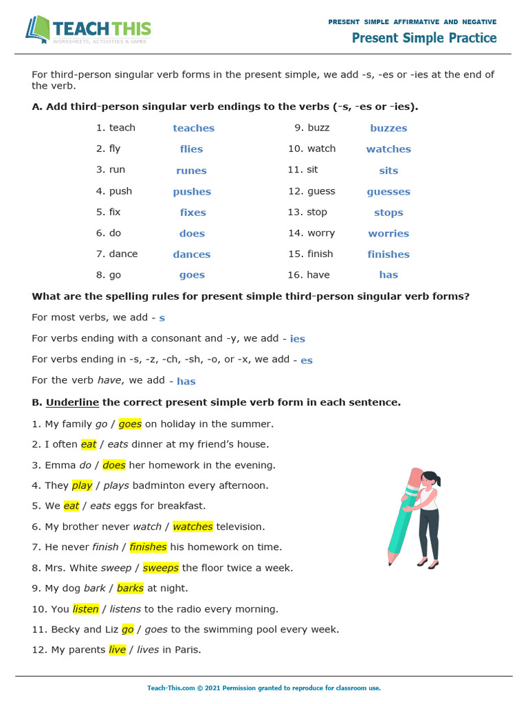 Simple Present Affirmative Practice | PDF