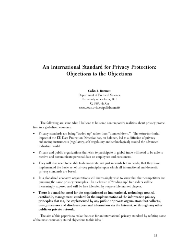 International Privacy Standards Debate | PDF | Privacy | Information ...
