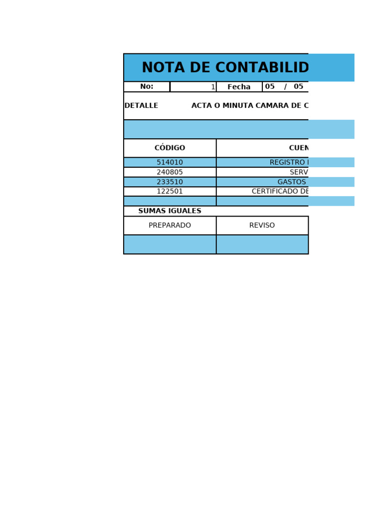 Nota de Contabilidad Acta | PDF