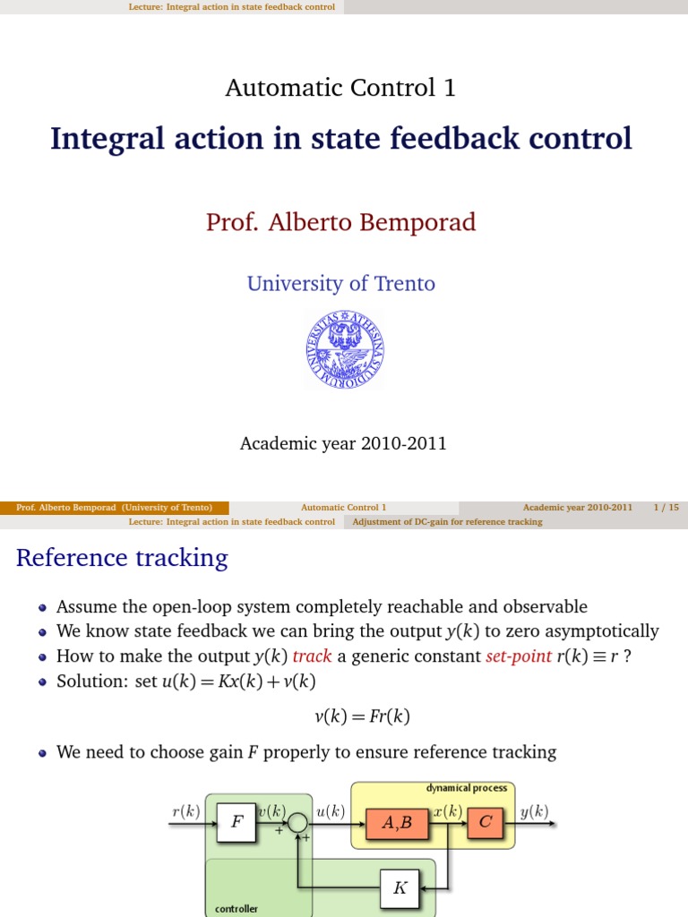 08 Integral Action | PDF | Automatic Control | Control Theory