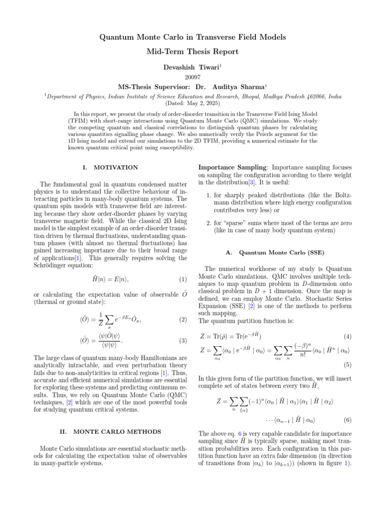MS Thesis Report Mid Term | PDF | Phase Transition | Quantum Entanglement