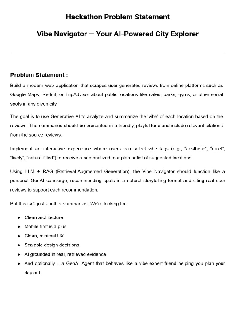 Vibe Navigator: AI City Explorer Challenge | PDF | Information ...