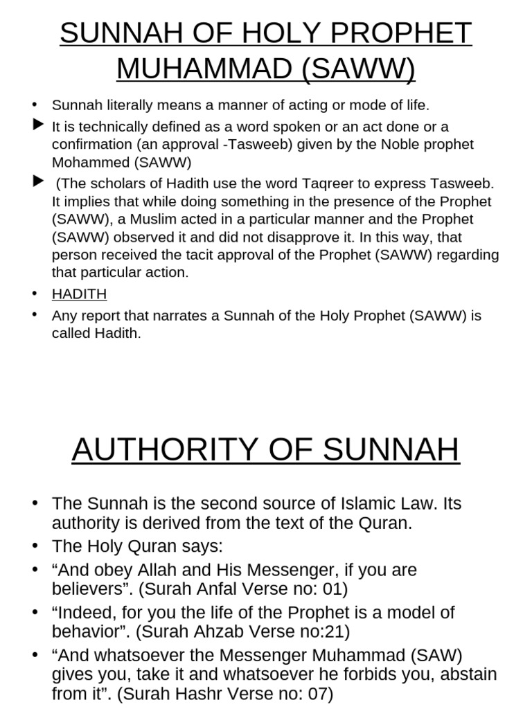 Sunnah 2nd Source of Shariah | PDF | Hadith | Prophets And Messengers ...
