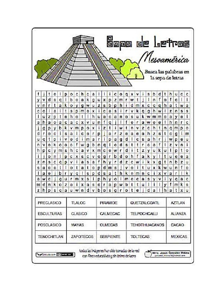 Sopa de Letras Mesoamérica | PDF