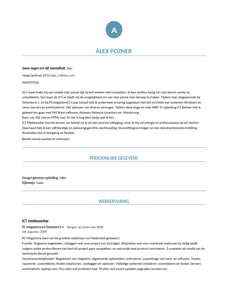 CV A Pozner INDEED | PDF