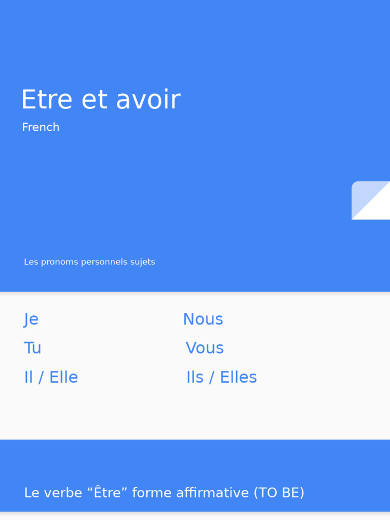 Etre Et Avoir | PDF