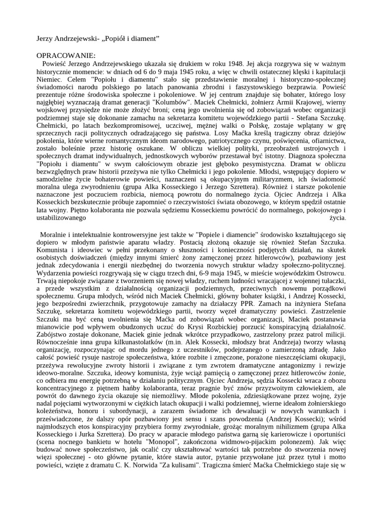 Andrzejewski - Popiół I Diament | PDF