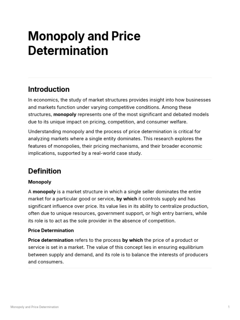 Monopoly Pricing Mechanisms Explained | PDF | Monopoly | Profit (Economics)