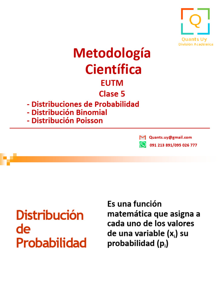 CLASE 5 Probabilidad Binomial y Poisson - EUTM METODOLOGIA CIENTIFICA - Quants Division ...
