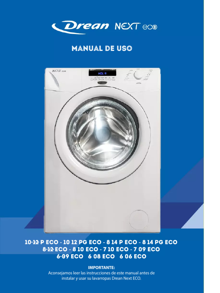 Manual de Uso Lavarropas Drean Next | PDF