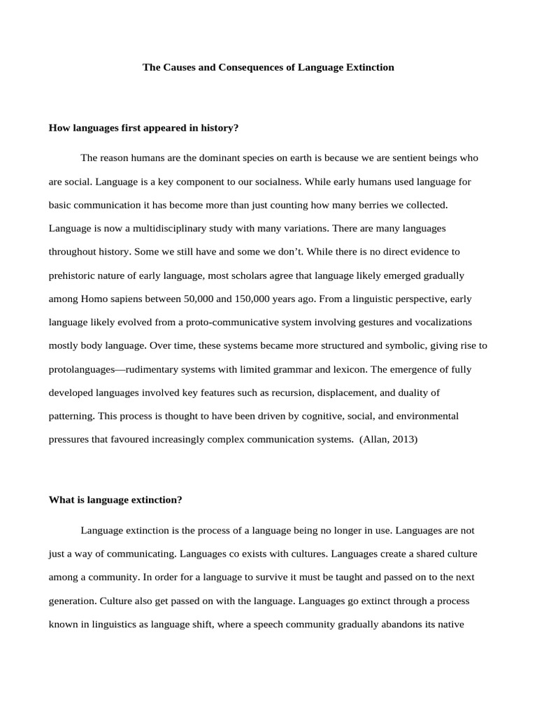 The Causes and Consequences of Language Extinction | PDF | Biodiversity | Human