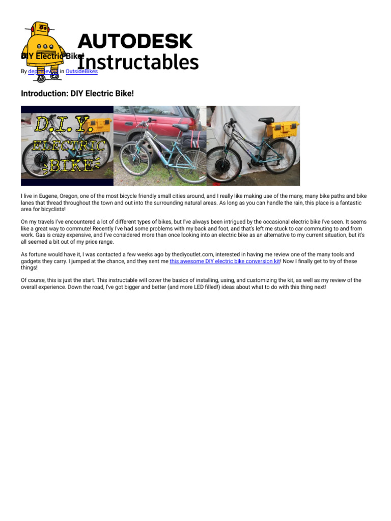 DIY Electric Bike! - 11 Steps (With Pictures) - Instructables | PDF ...
