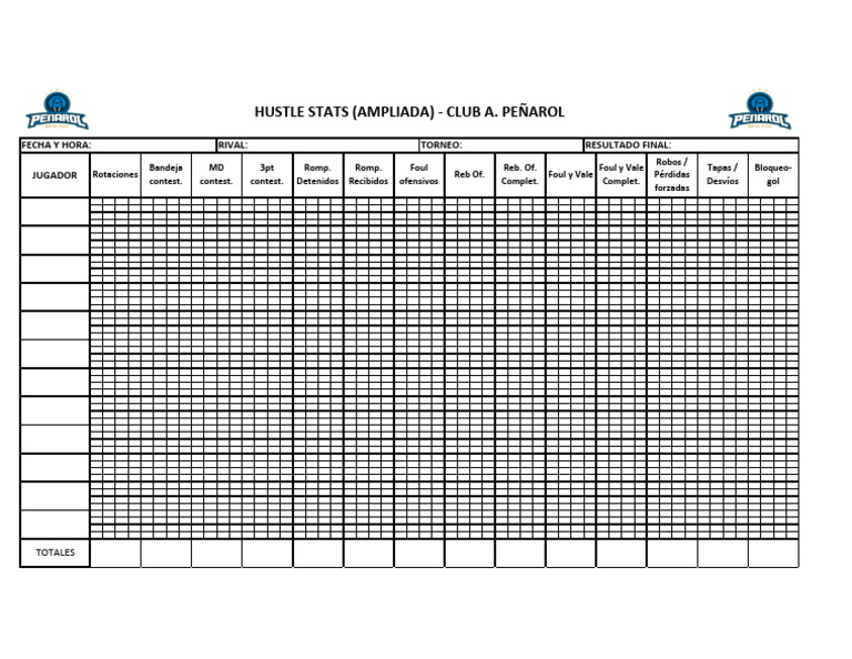Planilla. Hustle Stats | PDF