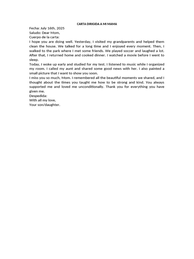 Carta Dirigida A Mi Mama | PDF