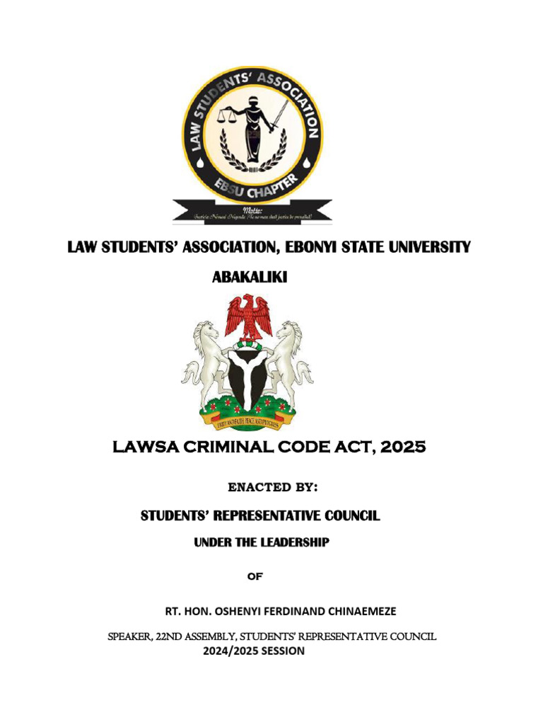 LAWSA Criminal Code Act, 2025 | PDF | Theft | Forgery