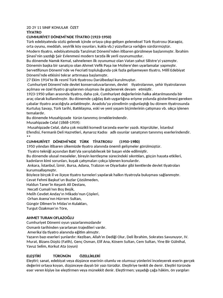 2d 2y 11 Sinif Konular Özet | PDF