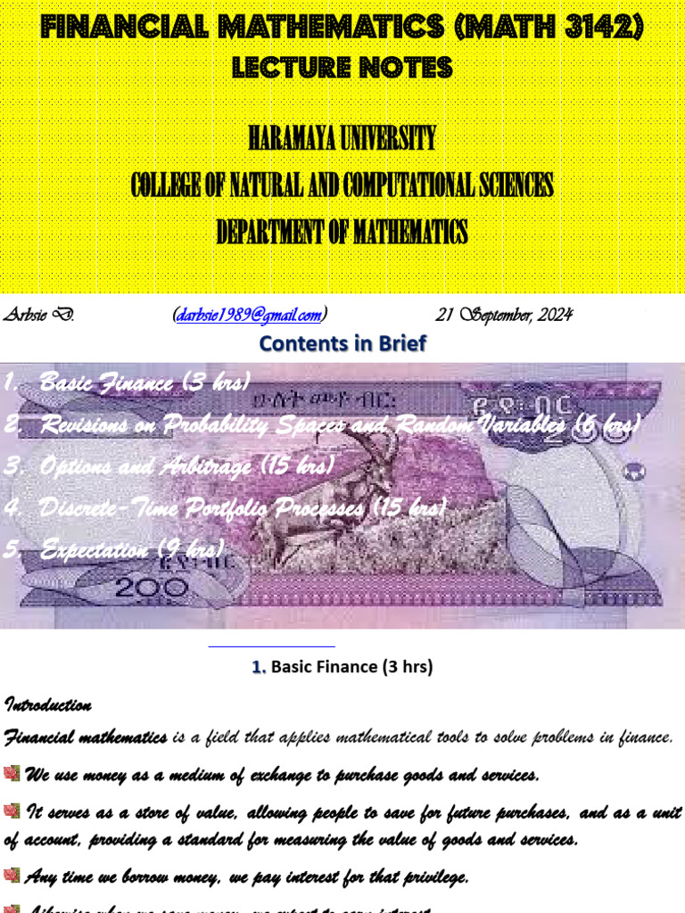 Financial Mathematics Overview | PDF | Interest | Compound Interest