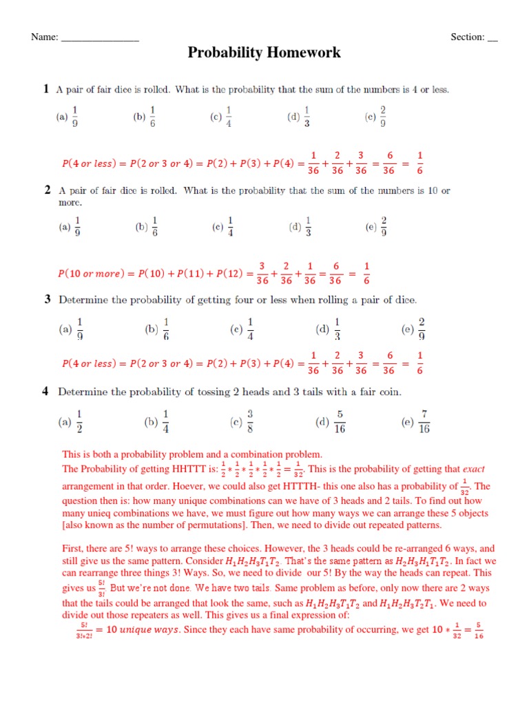 Probability HW Key | PDF | Playing Cards | Probability