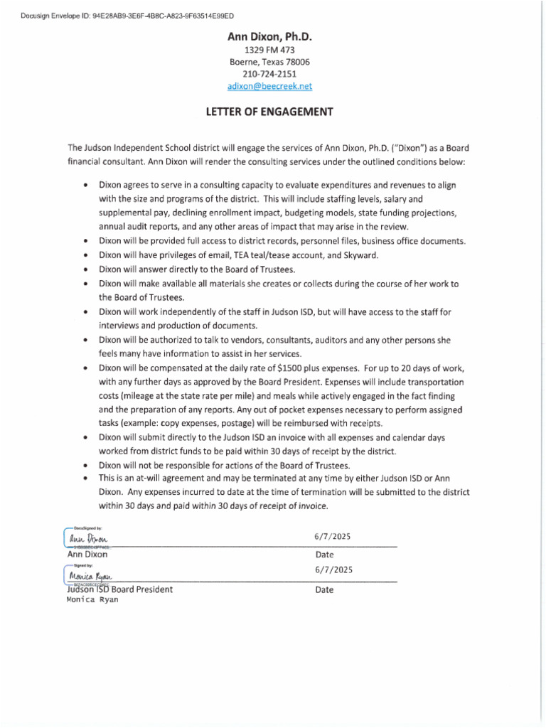 Ann Dixon Board Consultant Agreement | PDF