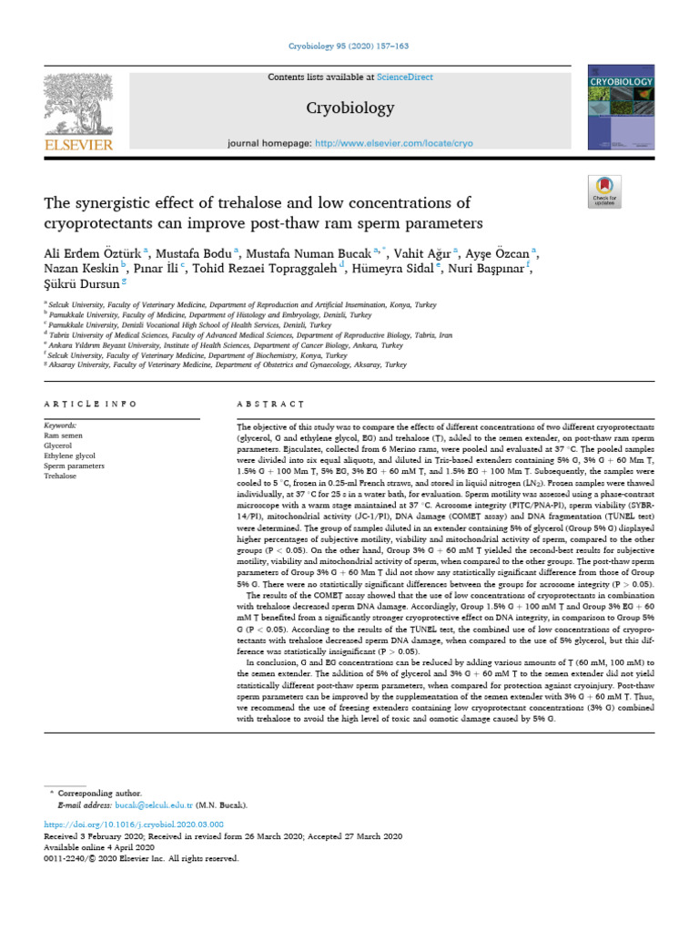 The Synergistic Effect of Trehalose and Low Concentrations of ...