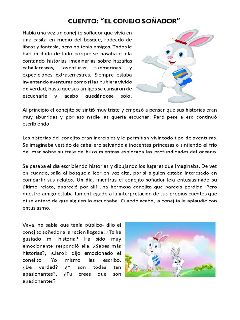 Cuento El Conejo Soñador | PDF