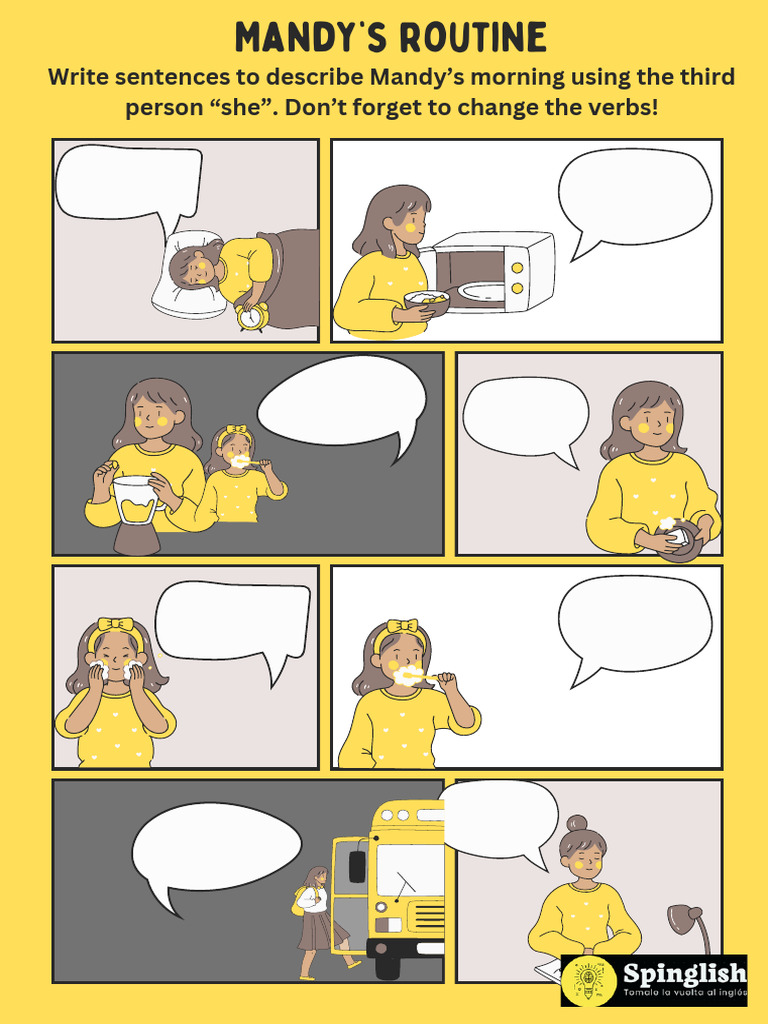 Write Sentences To Describe Mandy's Morning Using The Third Person "She ...