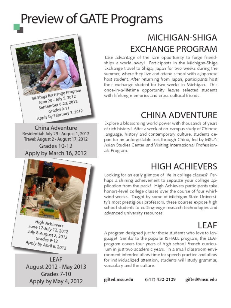 All Programs Flyer 2012-2013 | Download Free PDF | Michigan State ...