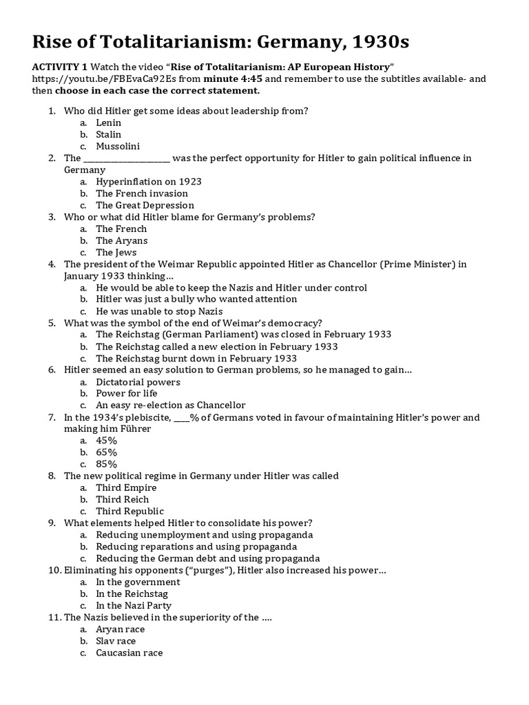 Rise of Totalitarianism | PDF | Weimar Republic | Nazi Germany