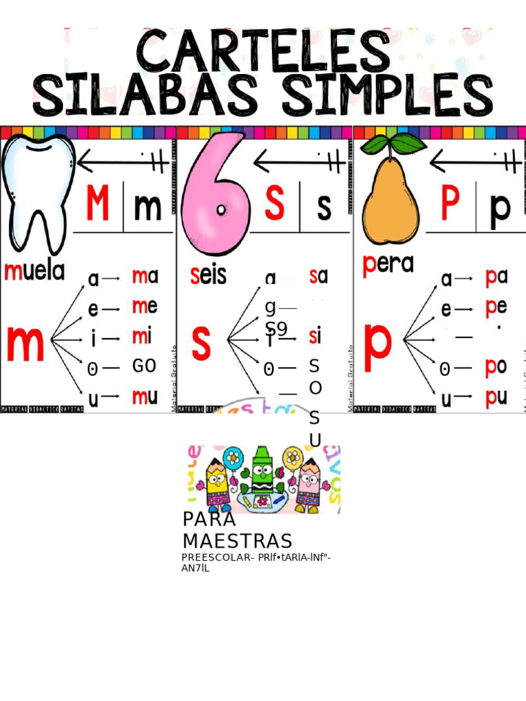 Carteles Con Referentes para Silabas Simples Por Materiales Educativos ...
