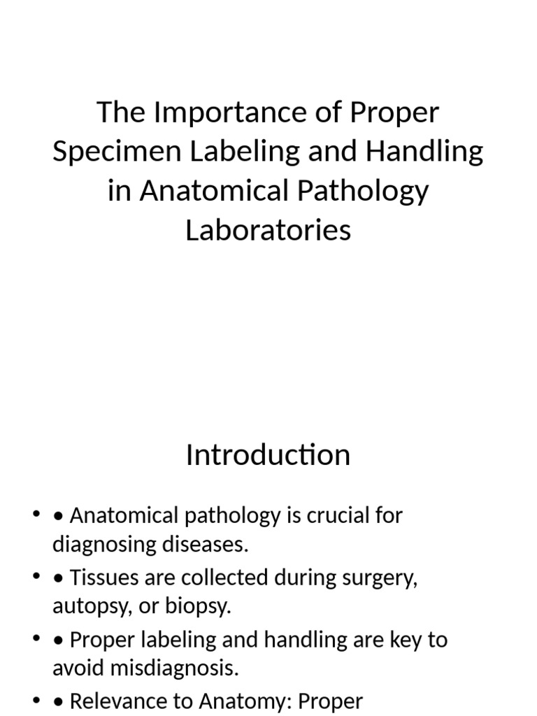 Specimen Labeling Handling Presentation | PDF | Pathology | Medicine