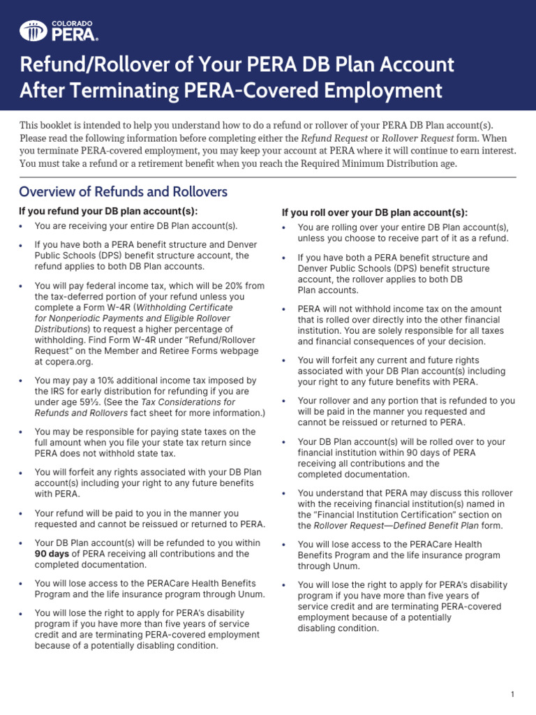 PERA Refund and Rollover Guide | PDF | Tax Refund | Individual ...