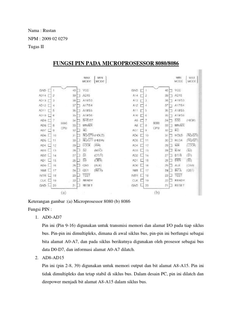 Fungsi Pin Microprosesor 8080/8086 | PDF