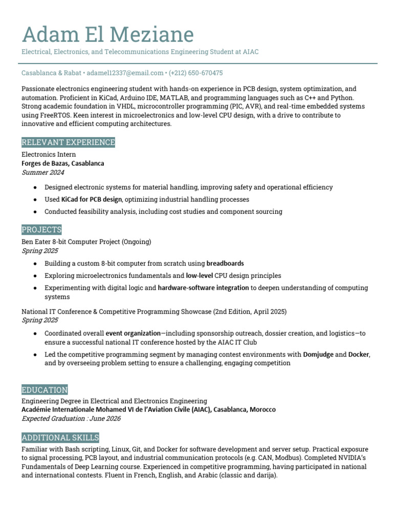 En CV Adam El Meziane | PDF