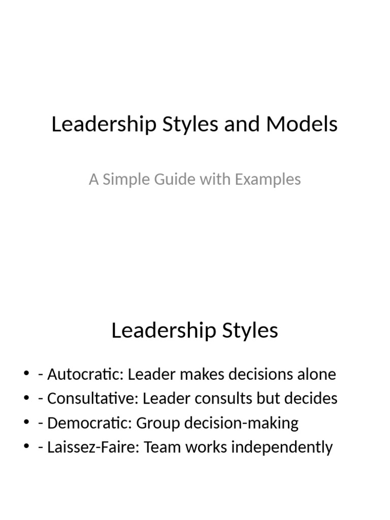 Leadership Styles and Models | PDF