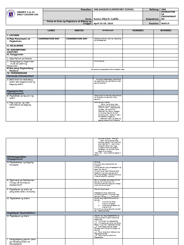 Esp 3rd QT Week9 | PDF