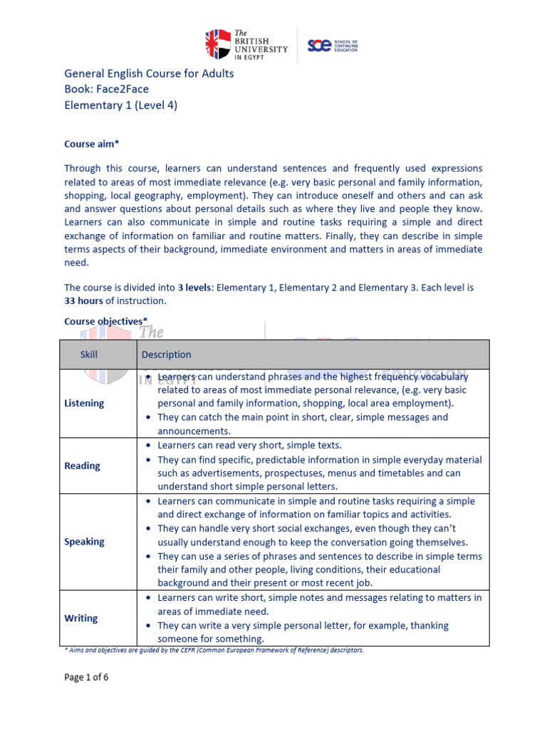 General English Course for Adults: Level 1 | PDF | Vocabulary ...