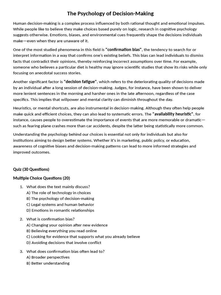 Understanding Decision-Making Psychology | PDF | Decision Making ...