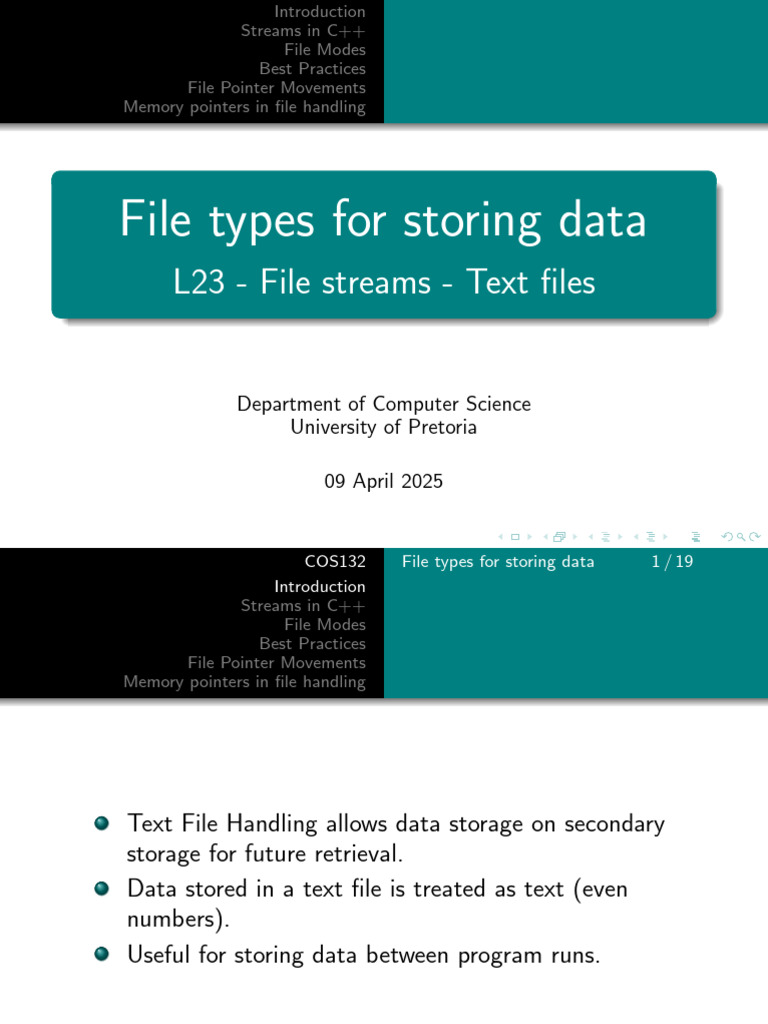 L23 - File Streams - Text Files | PDF | Computer File | Computer Data Storage