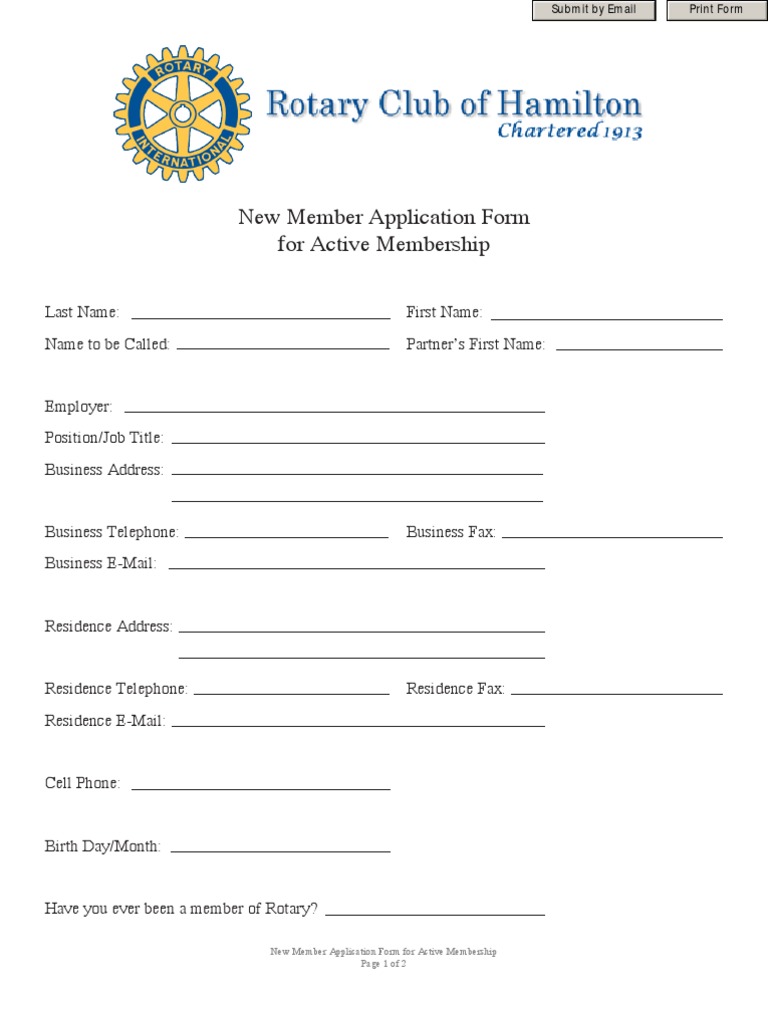 New Member Application for Rotary Club | PDF | Career & Growth