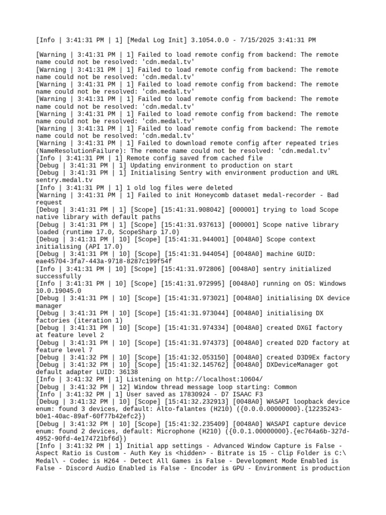 Medal Log: Remote Config Errors | PDF | Graphics Processing Unit ...