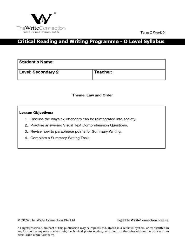 (29 Apr - 5 May 2024) TWC S2 Critical Reading and Writing Programme ...