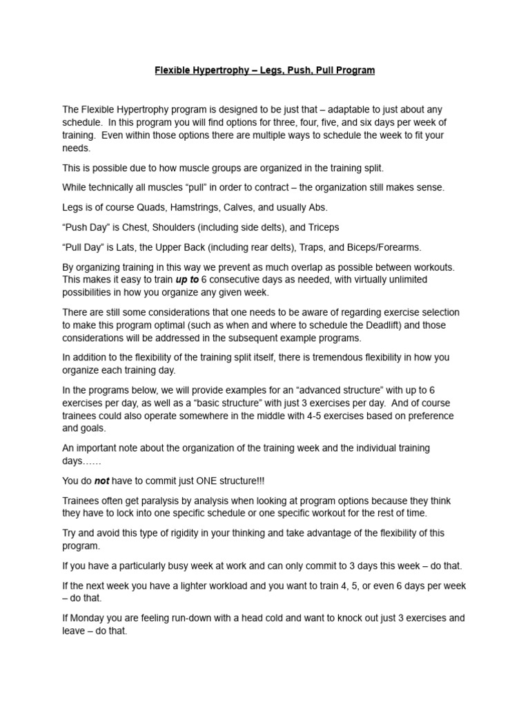 Flexible Hypertrophy Legs Push Pull 1 Tgmn3v | PDF | Strength Training ...