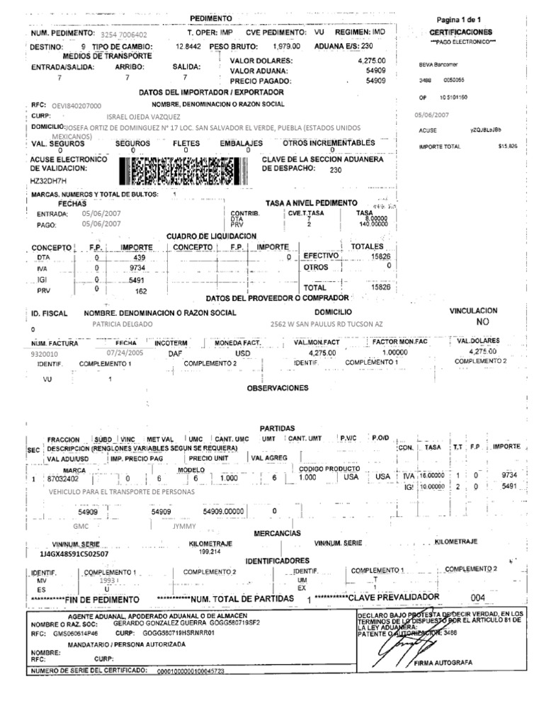 Pedimento 121226 025804 | PDF
