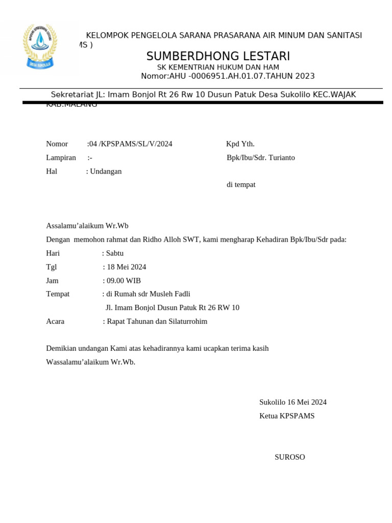 Undangan Kpspams | PDF