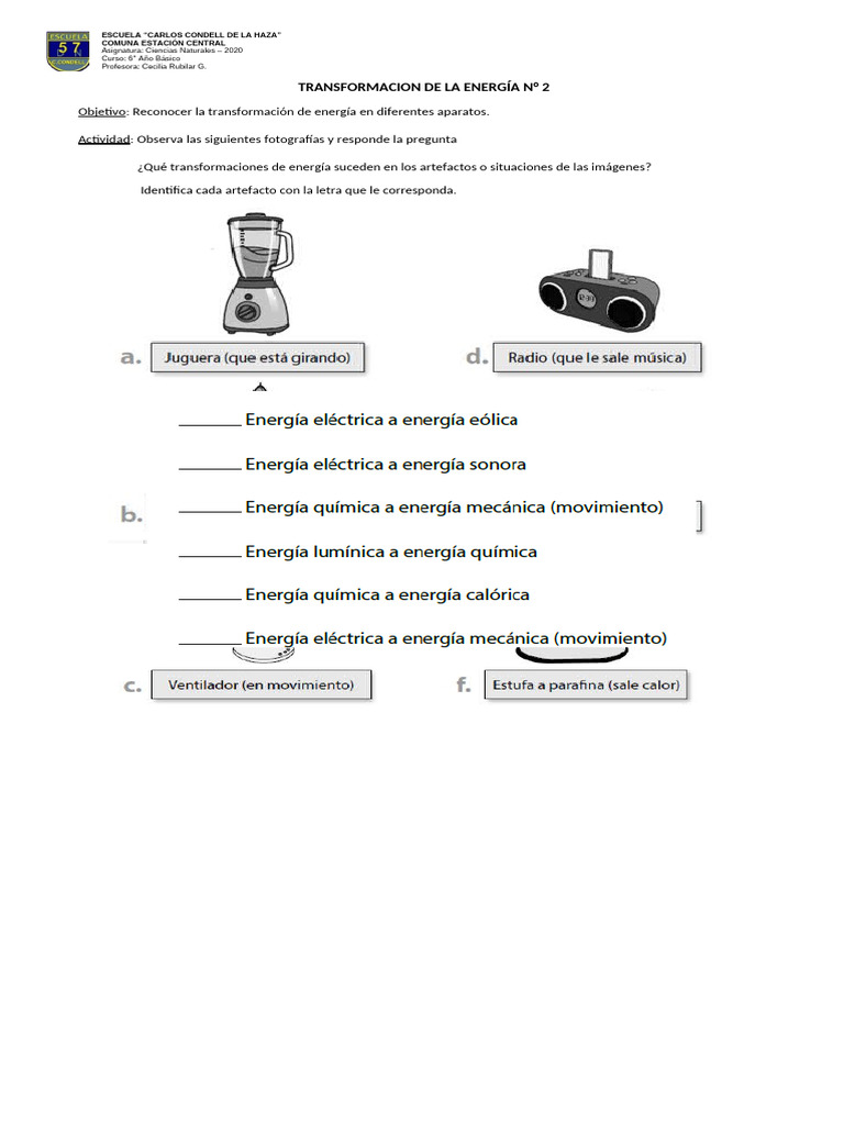 Transformacion de Energía N° 2 | PDF