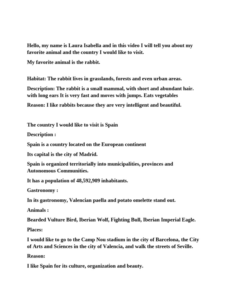 My Favorite Animal: The Rabbit | PDF