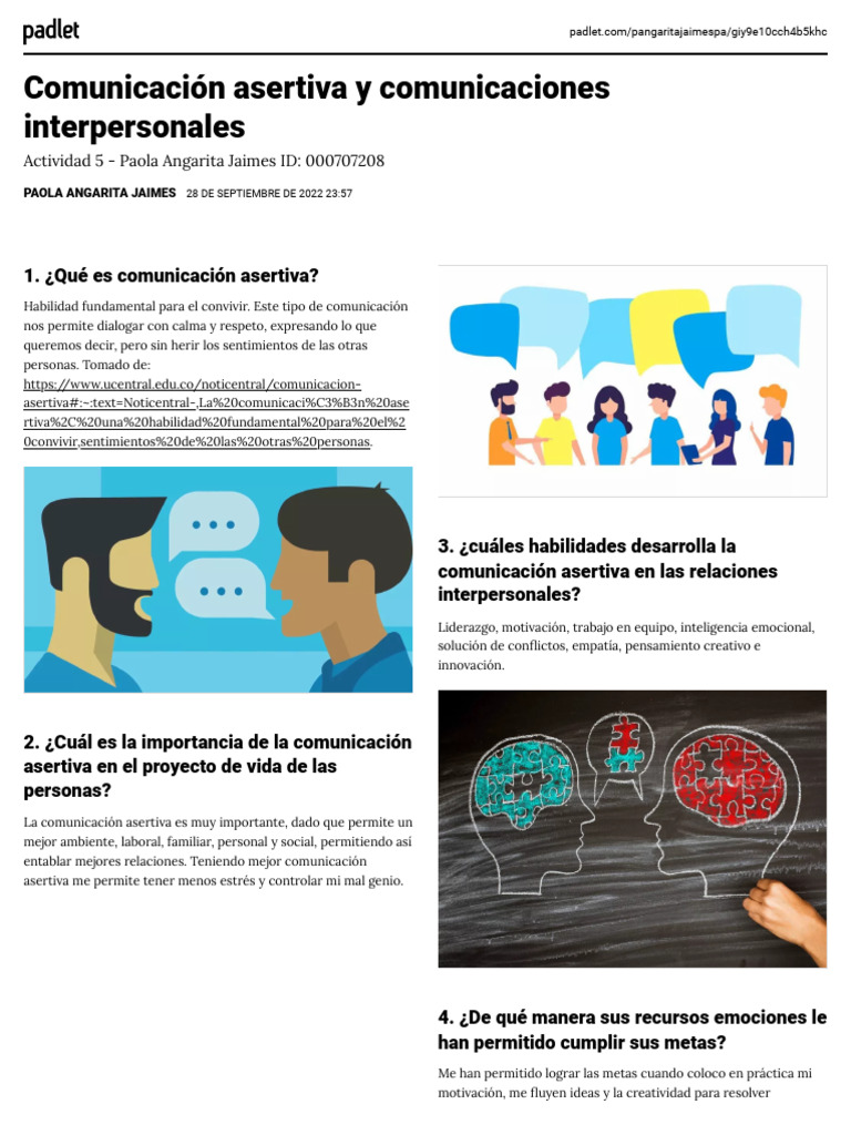 Comunicación Asertiva y Relaciones Interpersonales | PDF | Las ...