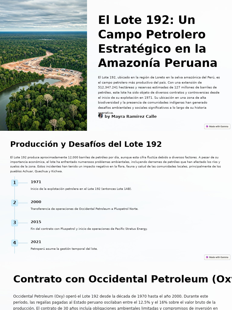 El Lote 192 Un Campo Petrolero Estrategico en La Amazonia Peruana | PDF | Energía renovable ...