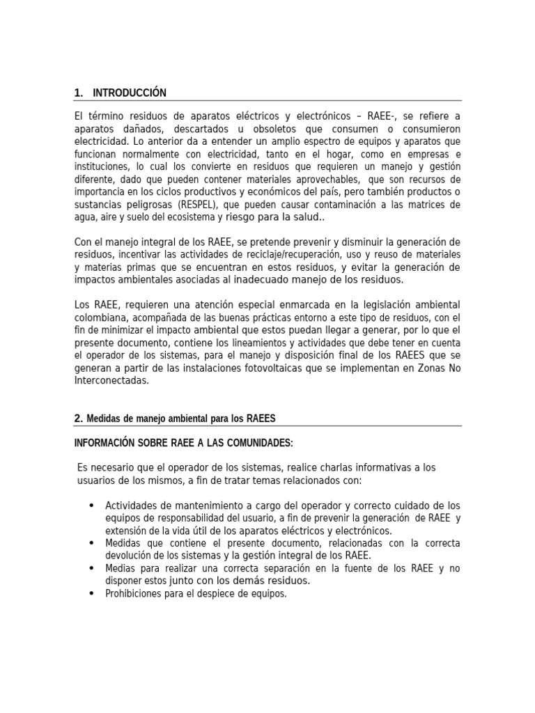 10 A Protocolo Manejo Residuos Aparatos Eléctricos Electrónicos RAEE | PDF | Residuos | Reciclaje